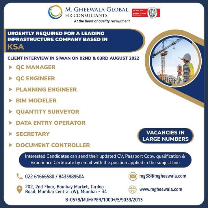 WALK IN INTERVIEW AT MUMBAI FOR KSA May 10, 2026