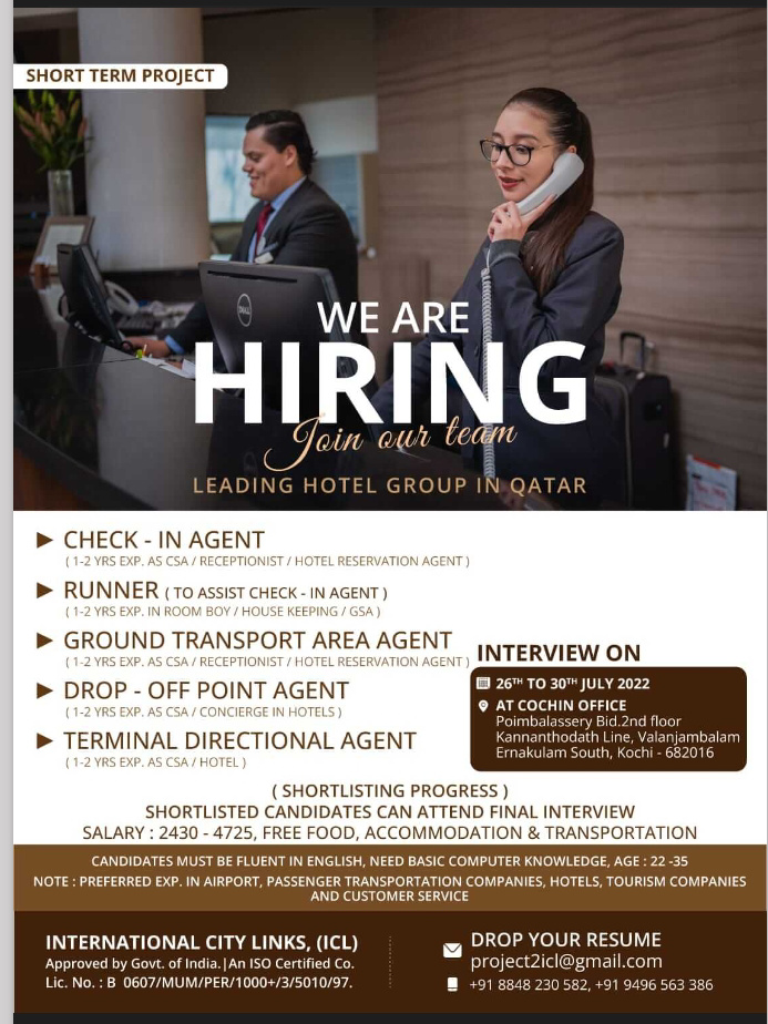 WALK IN INTERVIEW AT MUMBAI FOR QATAR April 21, 2026