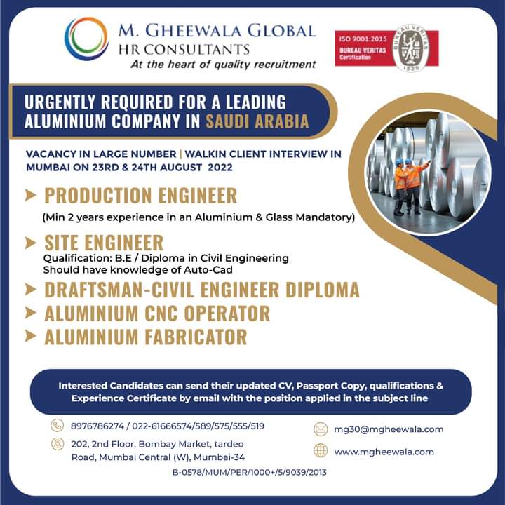 WALK IN INTERVIEW IN MUMBAI FOR A LEADING COMPANY IN SAUDI ARABIA May ...