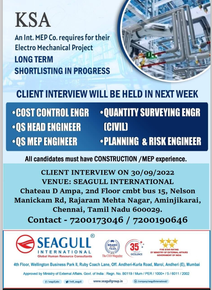 WALK IN INTERVIEW AT MUMBAI FOR KSA August 5, 2024
