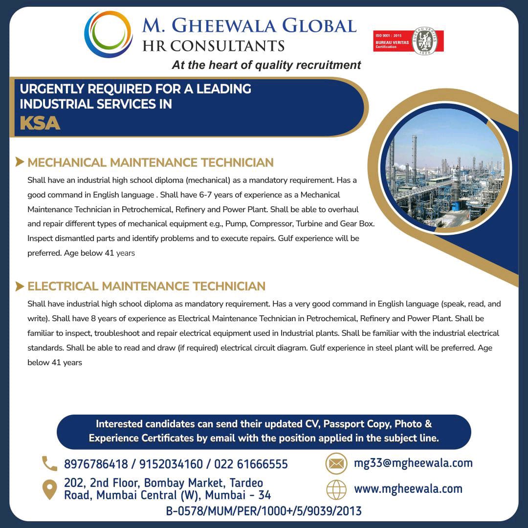 WALK IN INTERVIEW AT MUMBAI FOR KSA May 6, 2026
