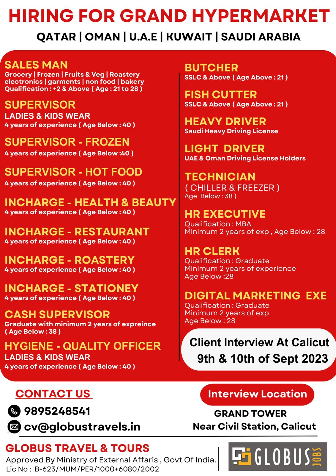 WALK IN INTERVIEW AT MUMBAI FOR SAUDI ARABIA September 12, 2025