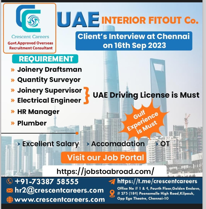 WALK IN INTERVIEW AT MUMBAI FOR UAE November 6, 2024